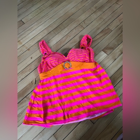 Lane Bryant | Swim | Nwt Lane Bryant Pink And Orange Striped Tankini ...
